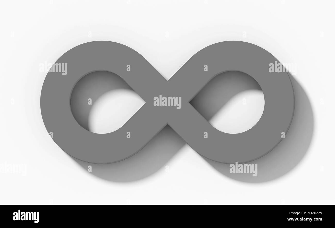 Infinity symbol 3d gray isolated orthogonal with shadow on white ...