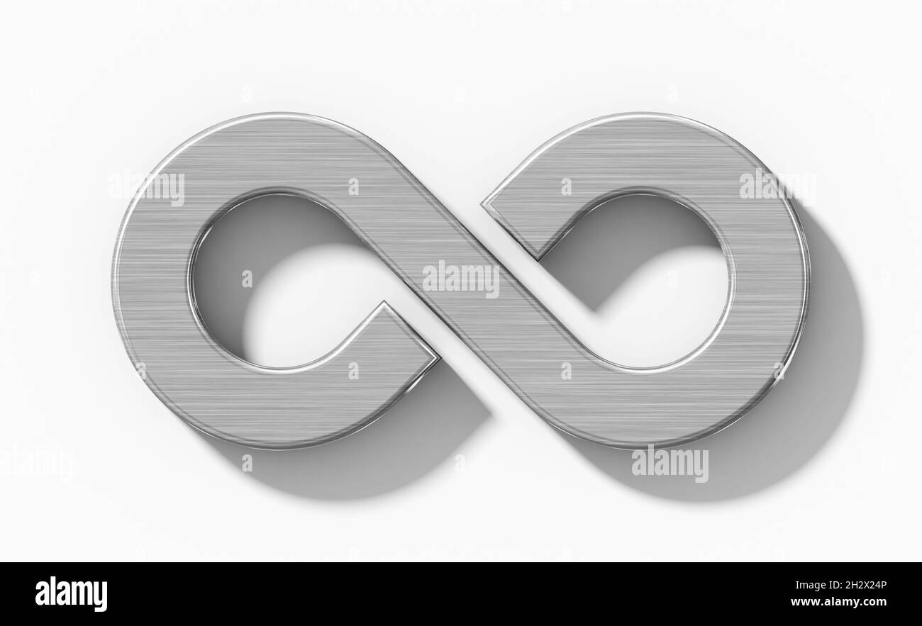 Infinity symbol 3d brushed metal isolated orthogonal with shadow on ...
