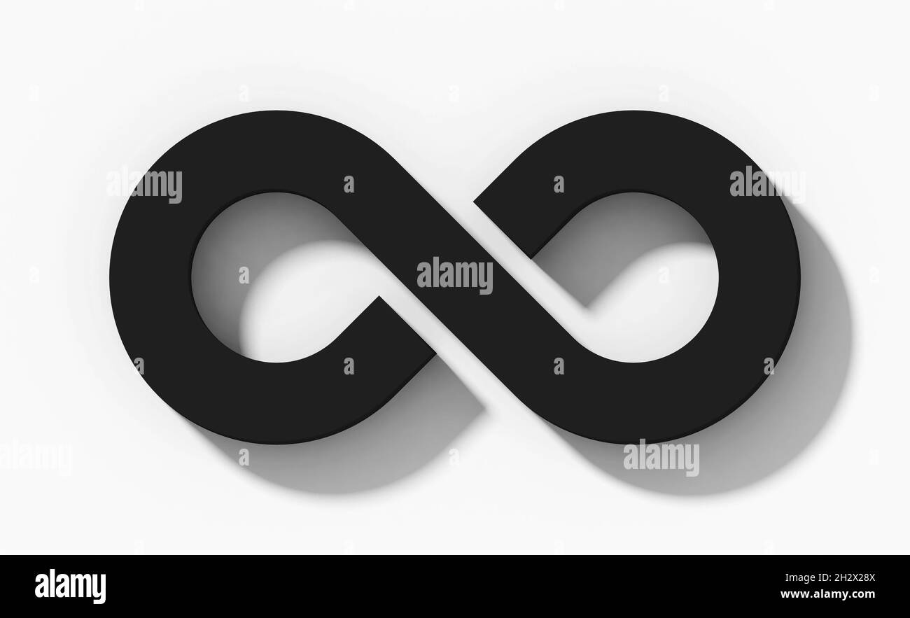 Infinity symbol 3d black isolated orthogonal with shadow on white ...