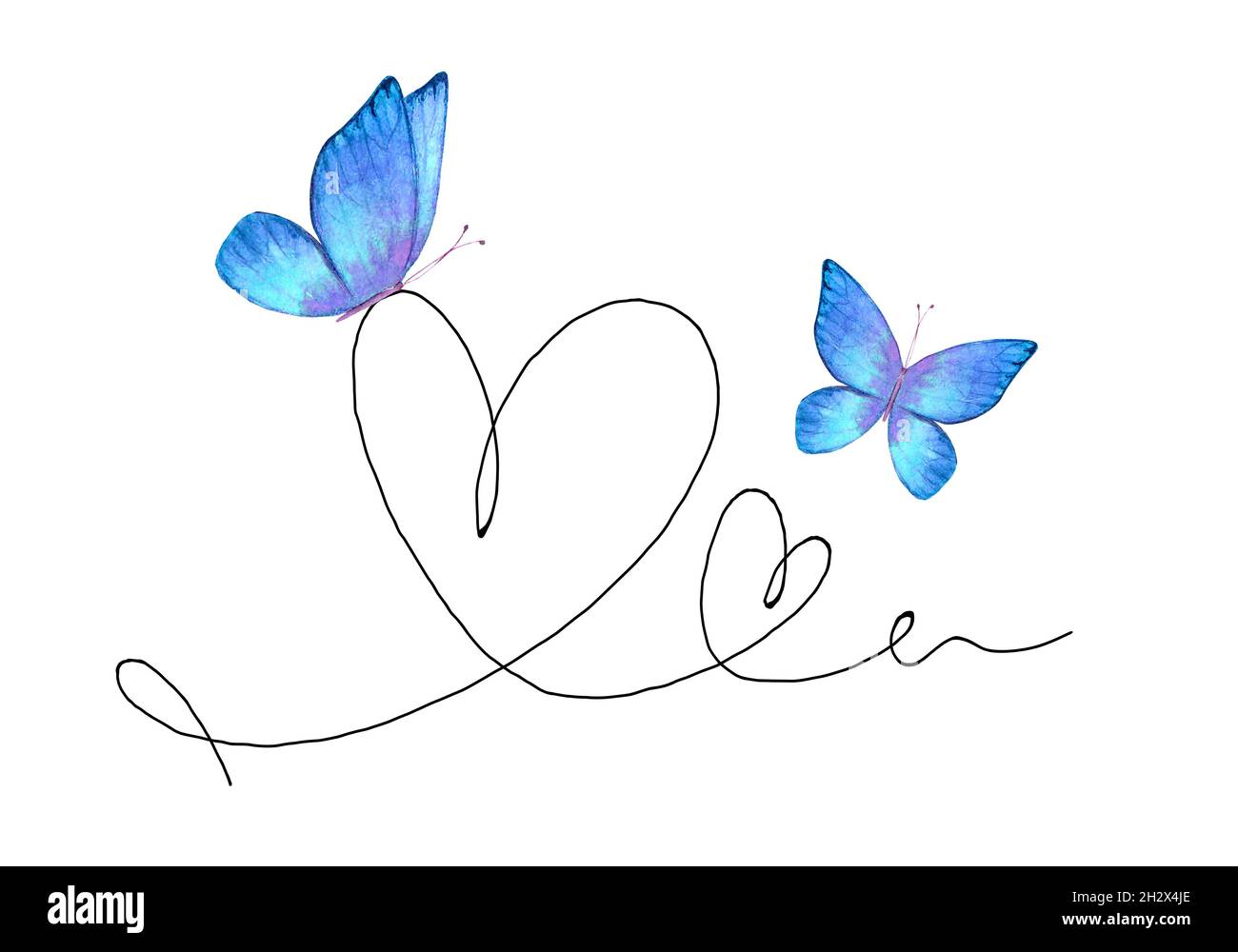 Hearts And Butterflies Drawings