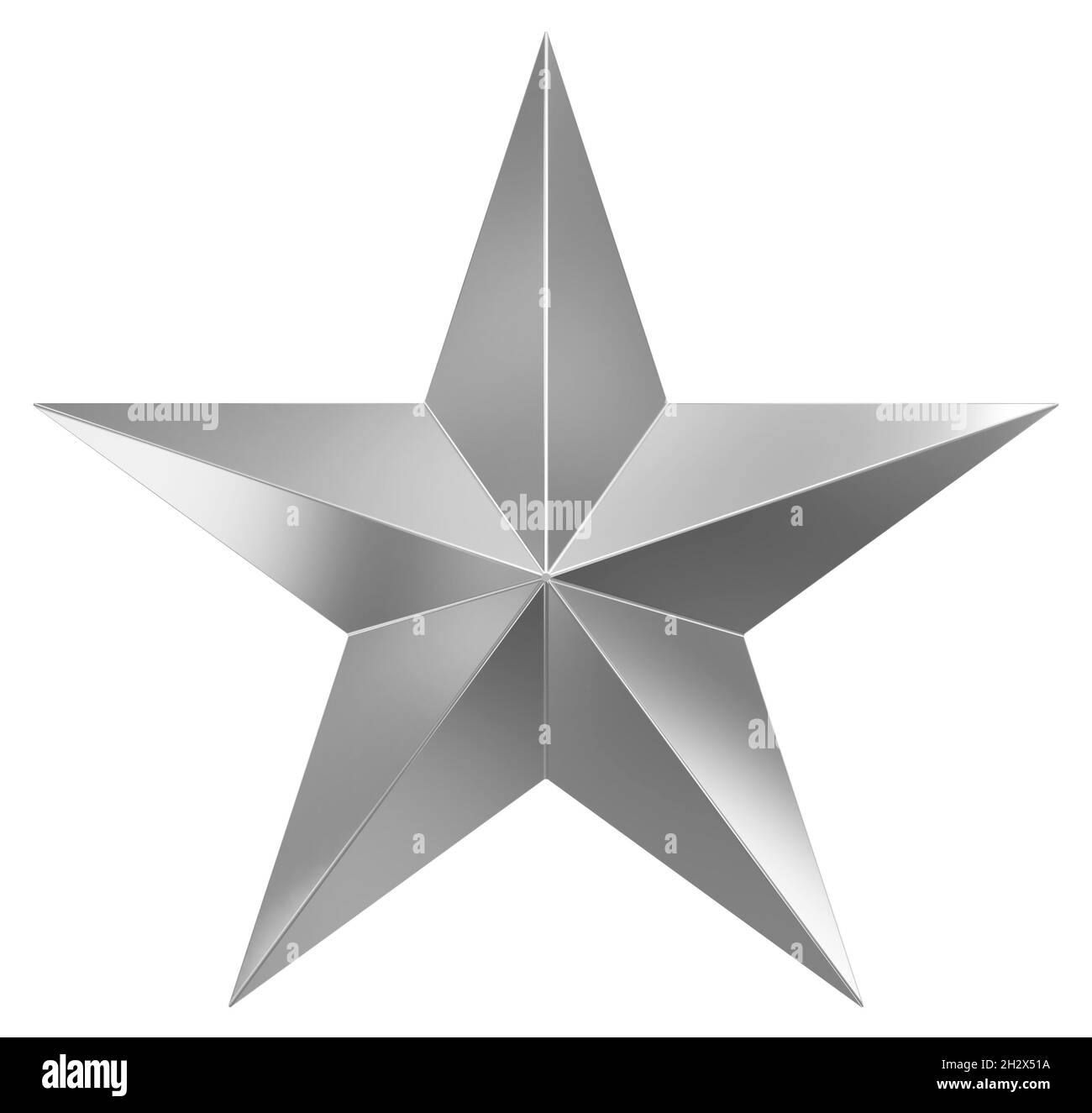 5 point star - Christmas Star - silver metal single isolated on white ...