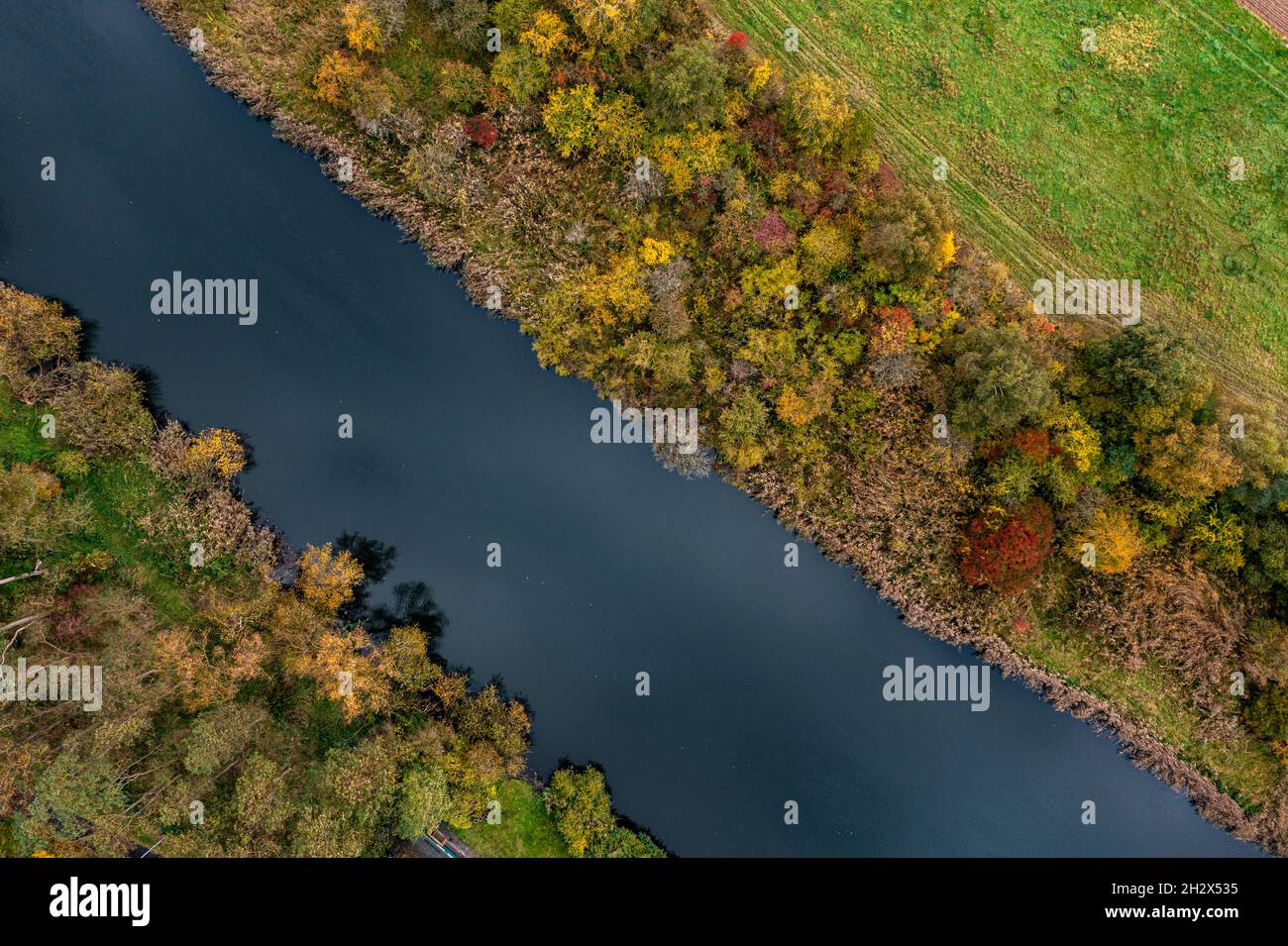 The Werra River from above in the fall time Stock Photo - Alamy