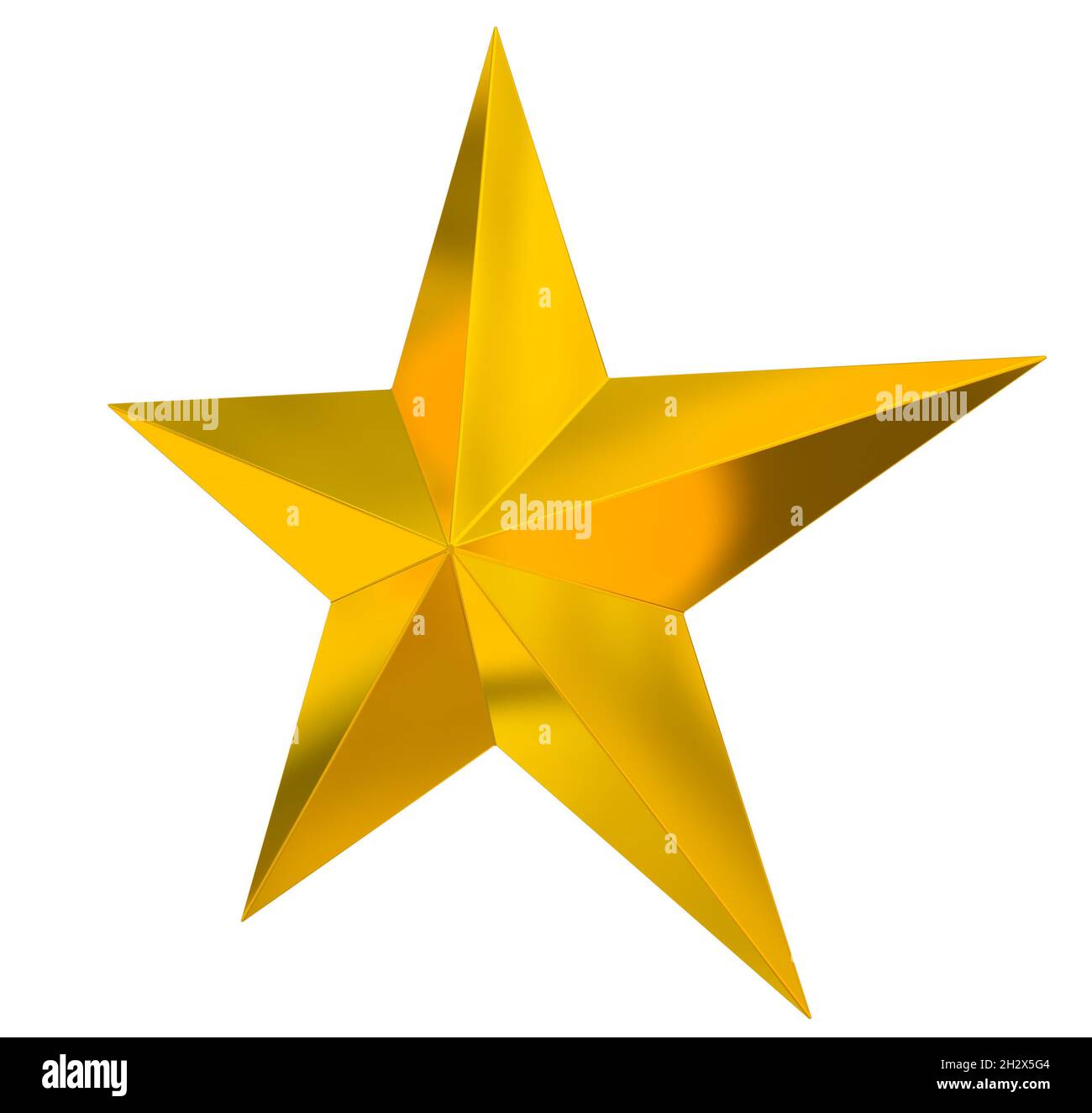 5 point star - Christmas Star - golden single isolated on white ...
