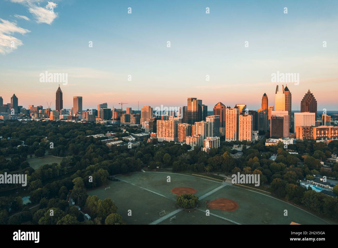 An aerial view of a modern city in the morning Stock Photo - Alamy