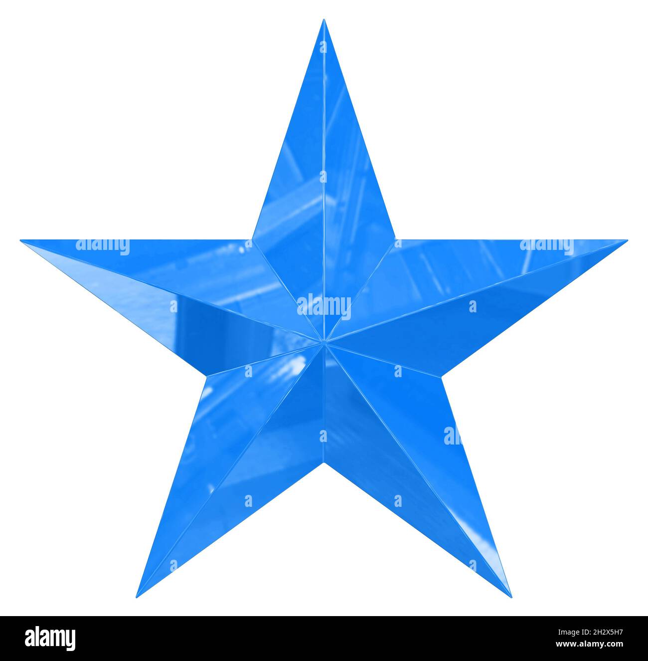 5 point star - Christmas Star - blue single isolated on white ...