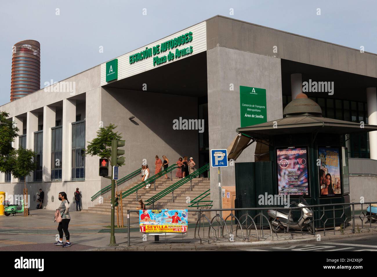 Bus station at Plaza de Armas in Seville, Spain Stock Photo - Alamy