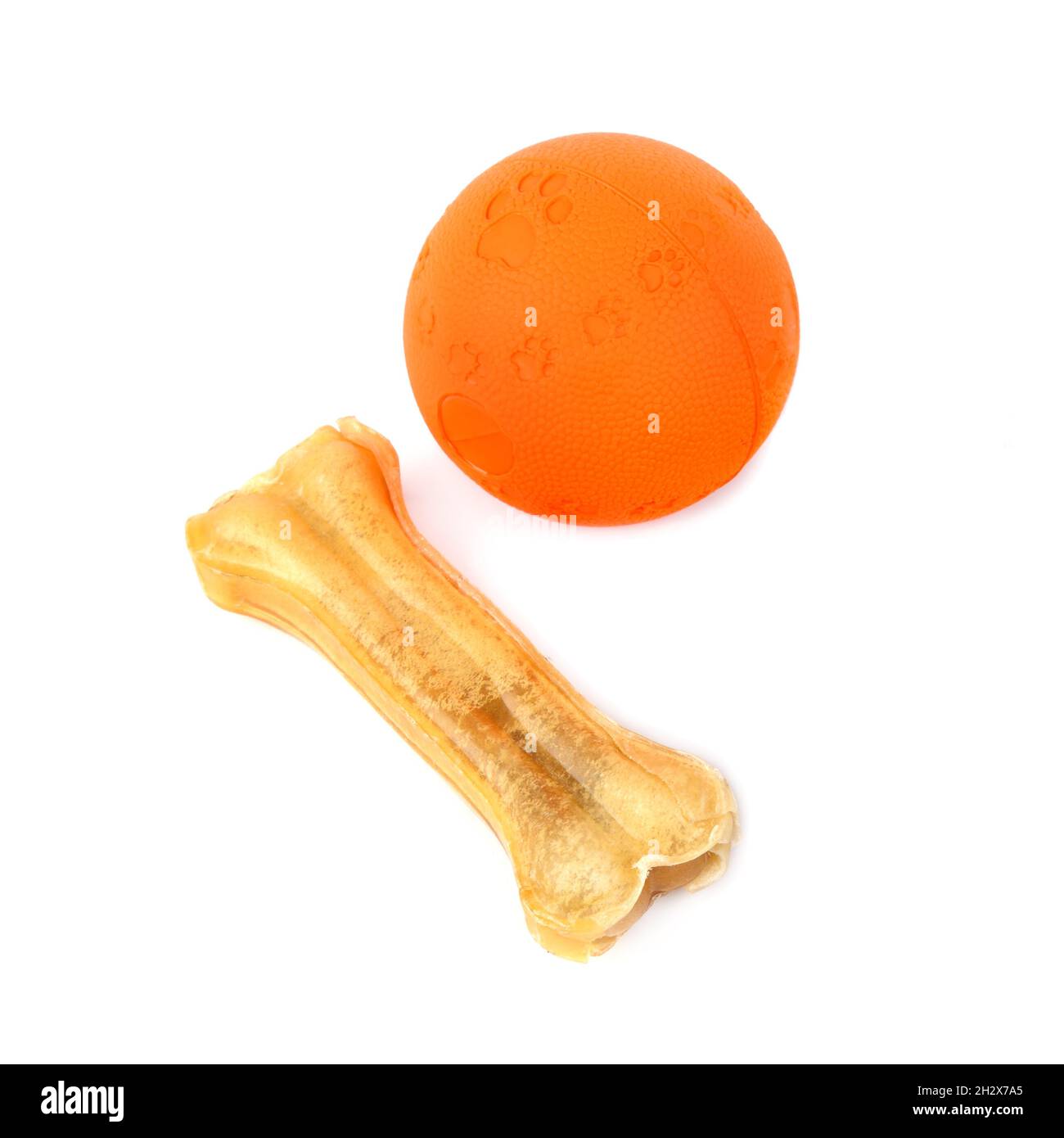 Ball and chewing bone - dog toys isolated on white background Stock ...