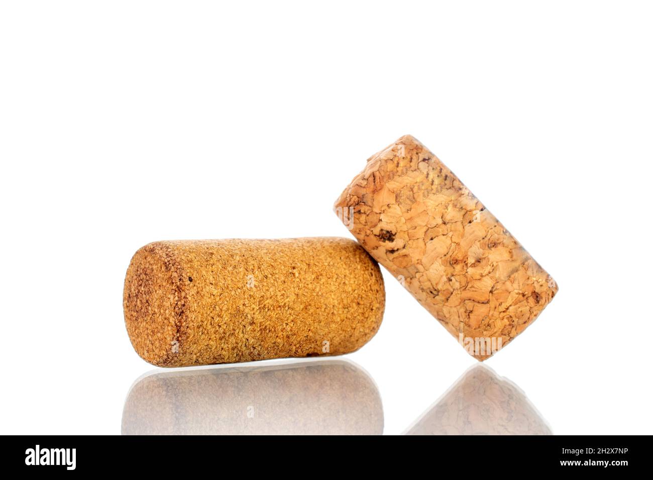 Two wine corks, close-up, isolated on white Stock Photo - Alamy