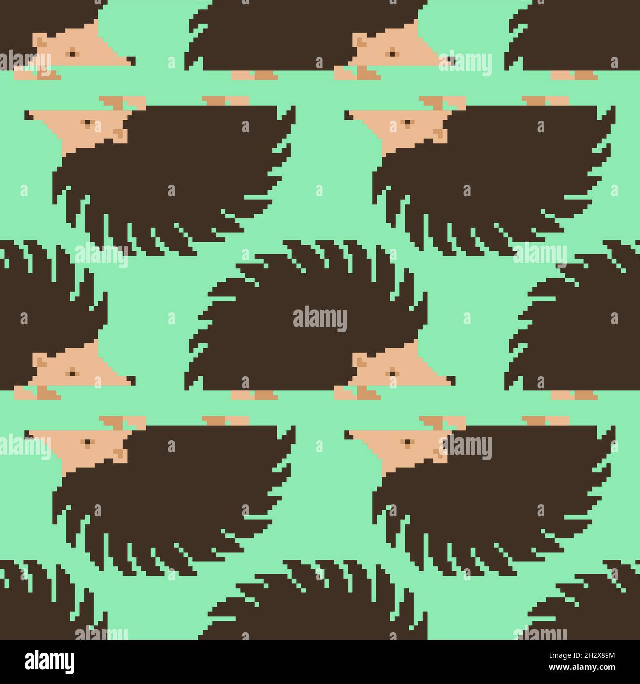 Hedgehog pixel art pattern seamless. pixelated small animal with ...