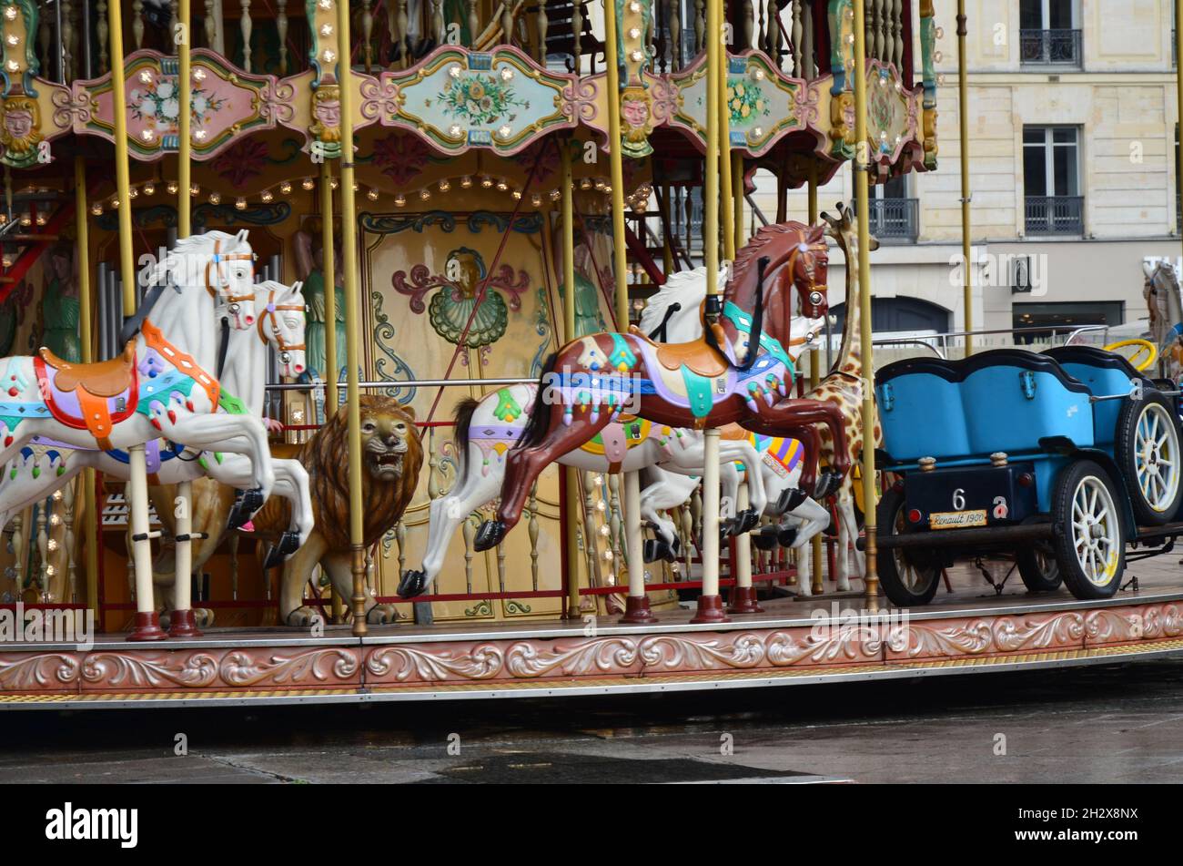 View of the Eiffel Tower with carousel beside, Paris, France Stock ...