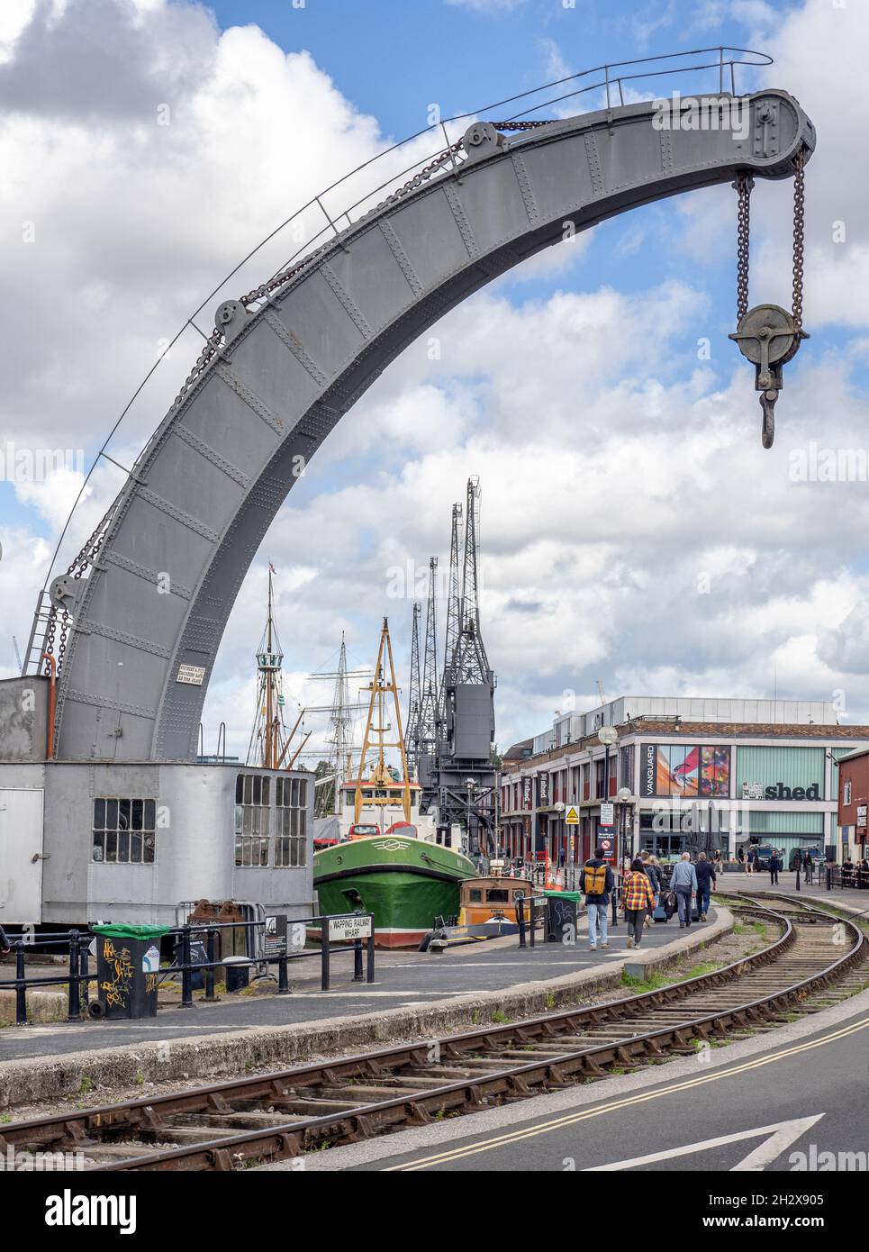 Bristol docks and the M-shed museum with the Fairburn steam crane ...