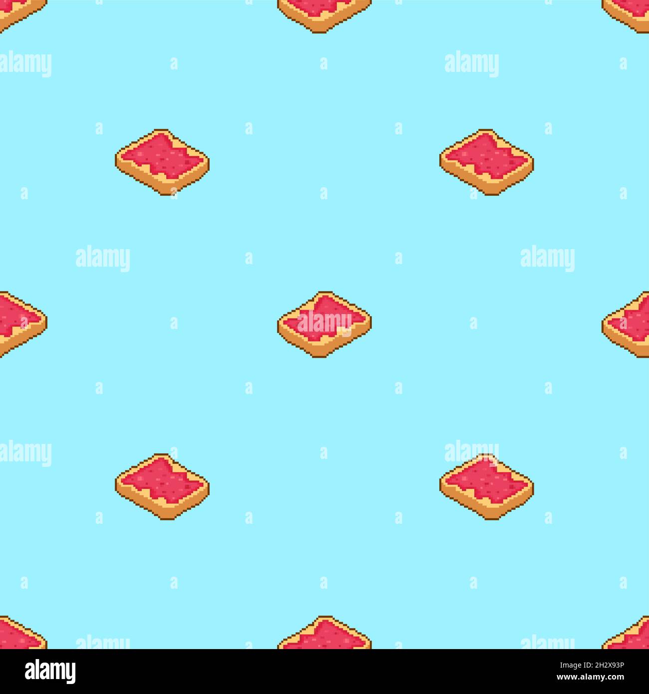 Toast with strawberry jam pixel art pattern seamless. pixelated Bread ...