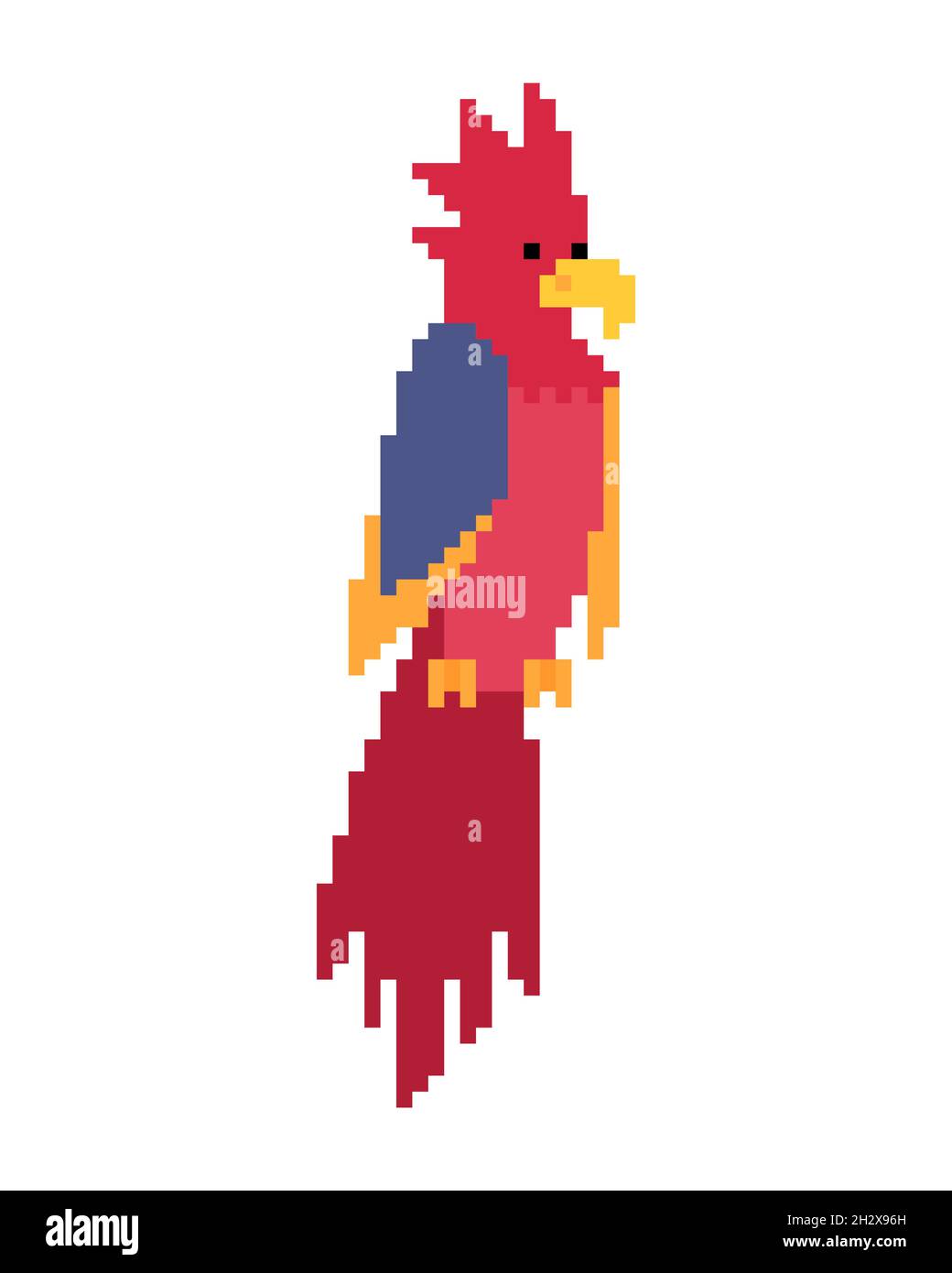 Parrot pixel art. pixelated Talking bird for pirate 8 bit. vector ...