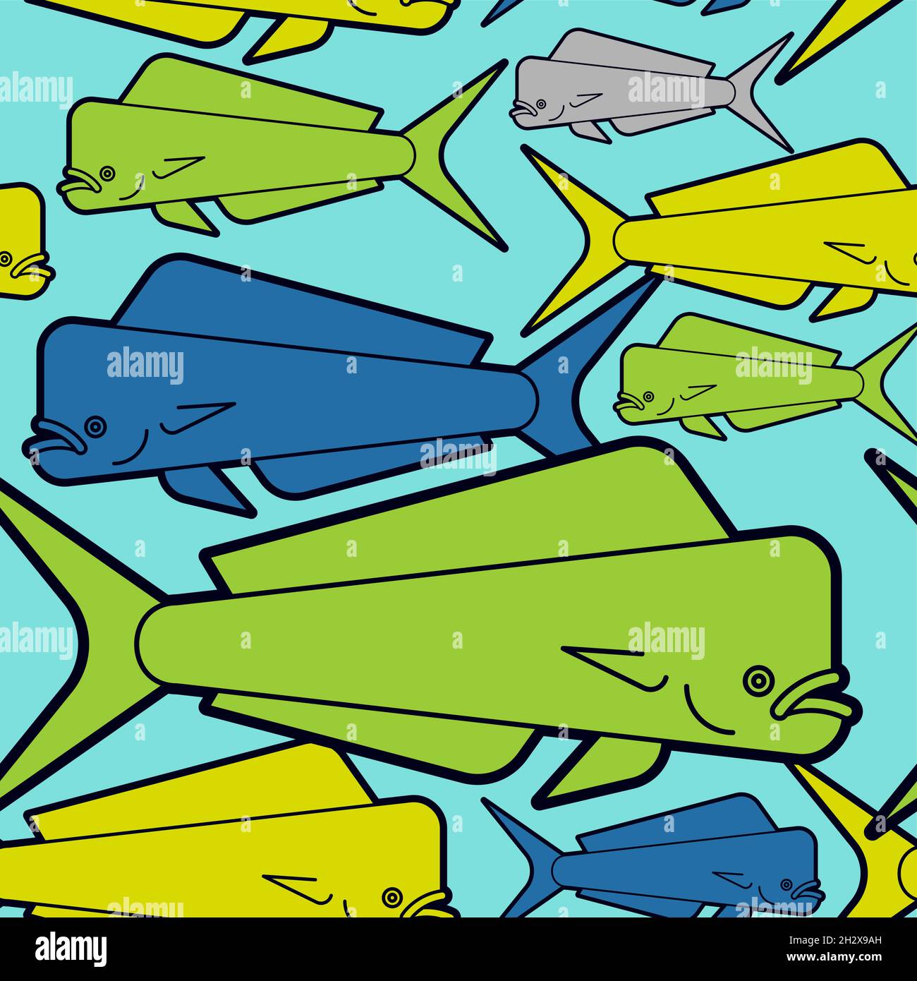 Dorado fish pattern seamless. Mahi Mahi background. vector texture ...