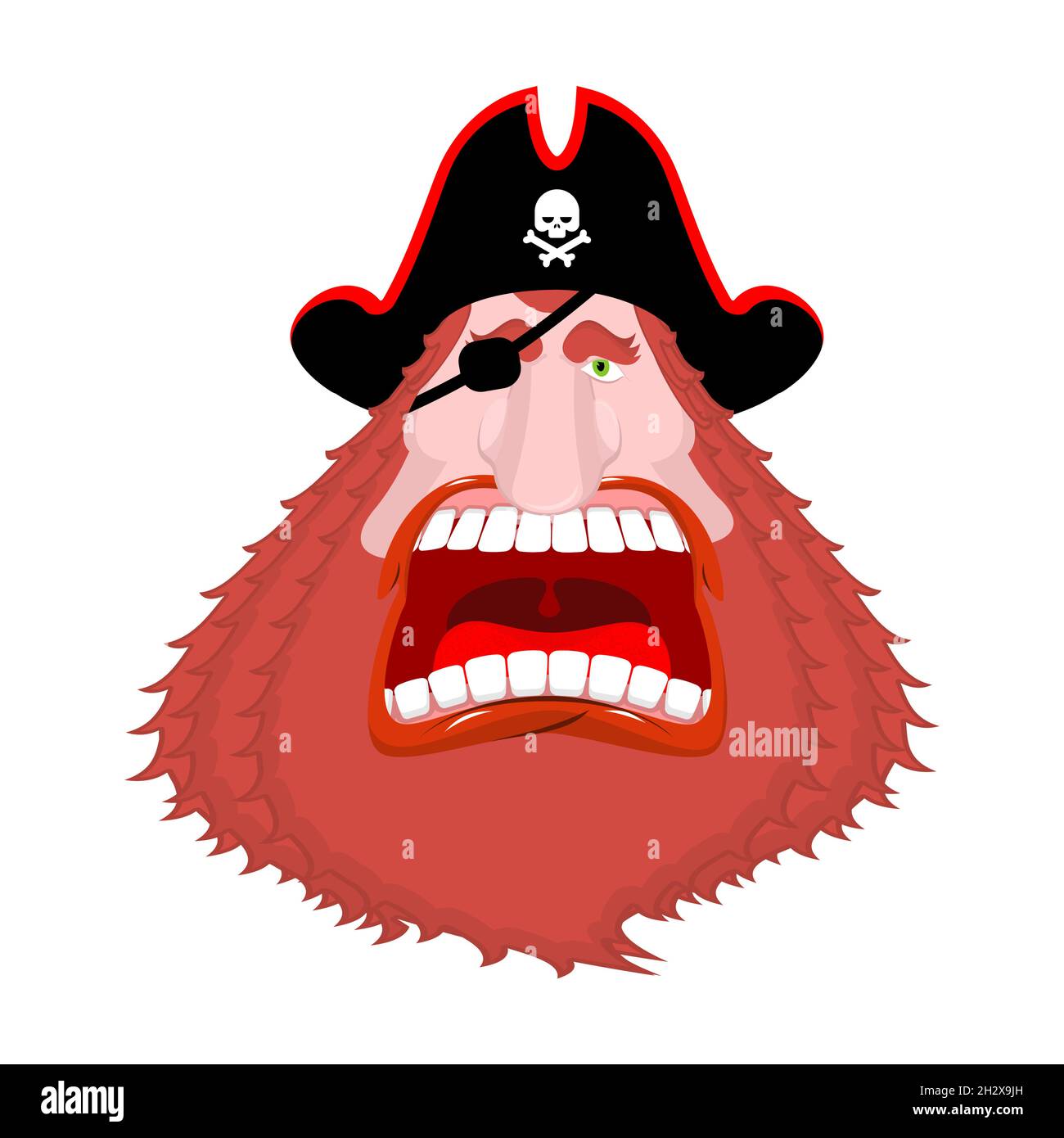 Pirate head isolated. Filibuster face. vector illustration Stock Vector ...