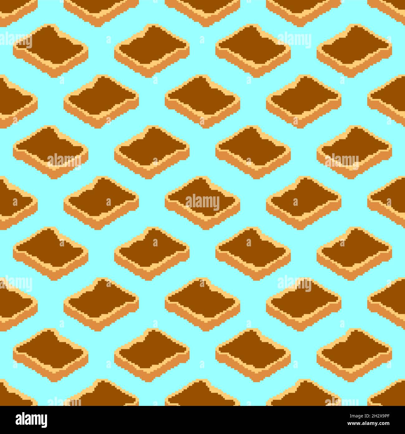 Toast with chocolate spread pixel art pattern seamless. 8bit texture ...
