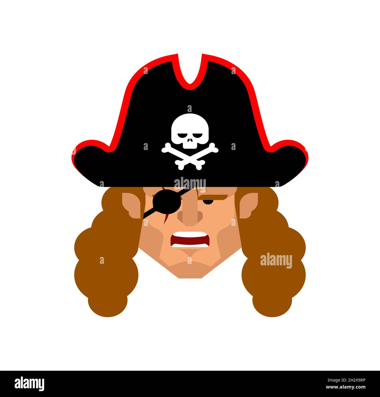 Pirate head isolated. Filibuster face. vector illustration Stock Vector ...