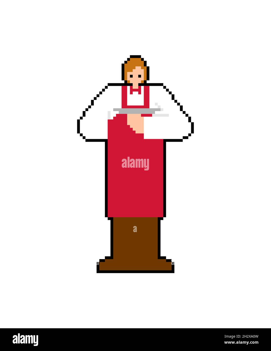Waiter pixel art. pixelated Service staff in the restaurant. 8bit Stock ...