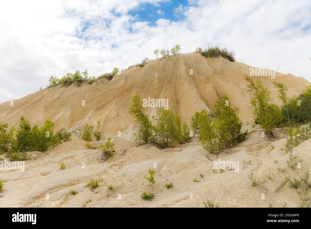 Abandoned Rummu quarry, Estonia. Former prison and sandy hills Stock ...