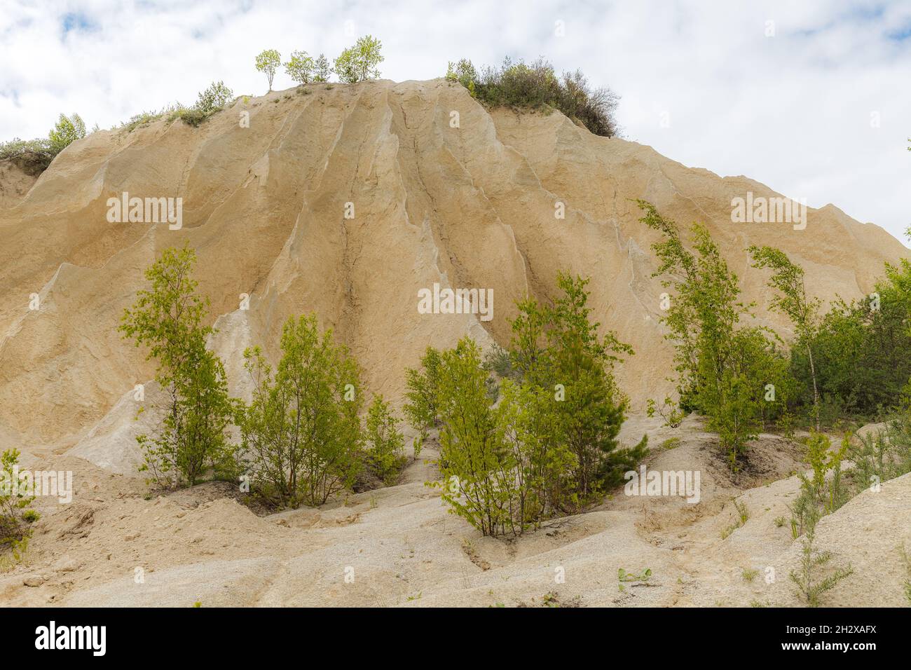 Abandoned Rummu quarry, Estonia. Former prison and sandy hills Stock ...