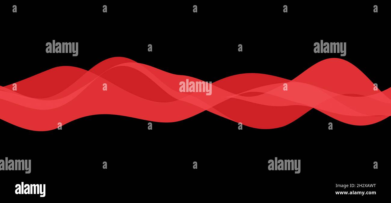 Abstract wallpaper with red waveform or sound waves on black background ...