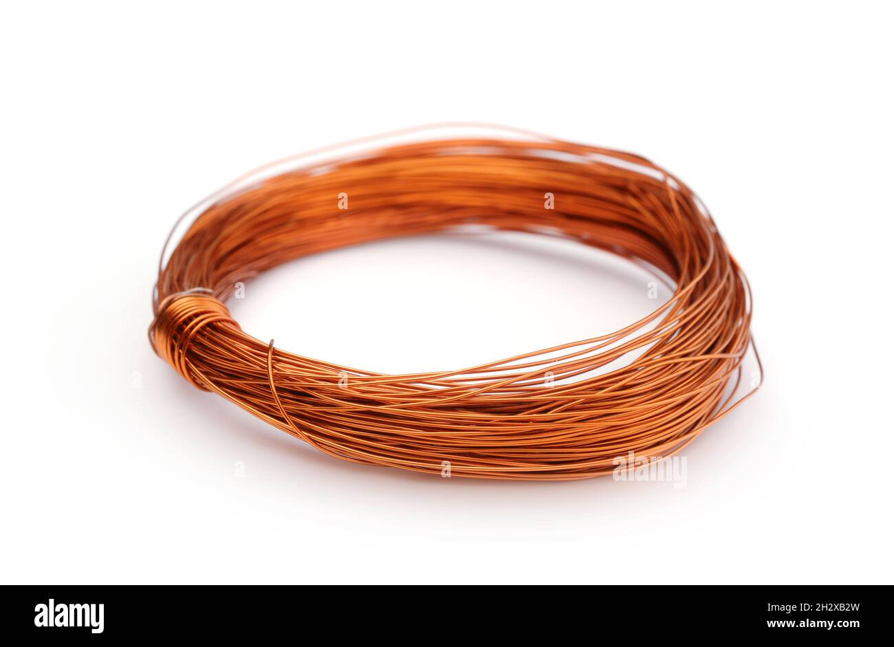 Coil of metal electrical wire isolated on white Stock Photo - Alamy