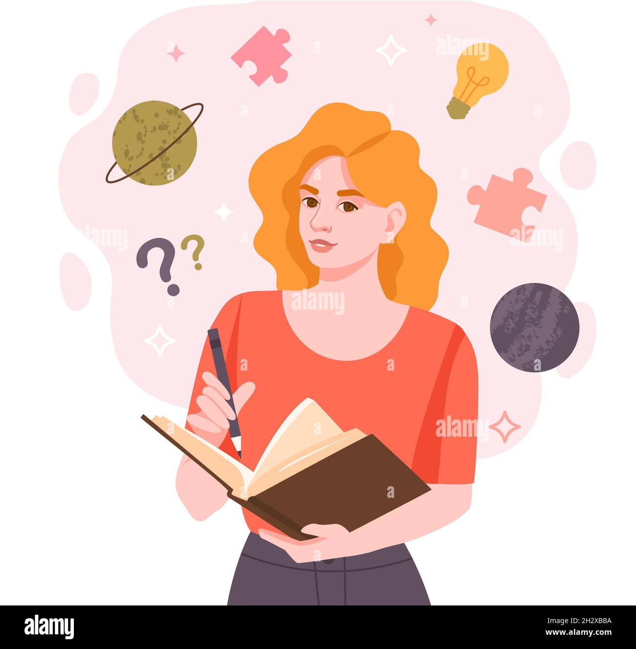Woman thinking writing Stock Vector Images - Alamy