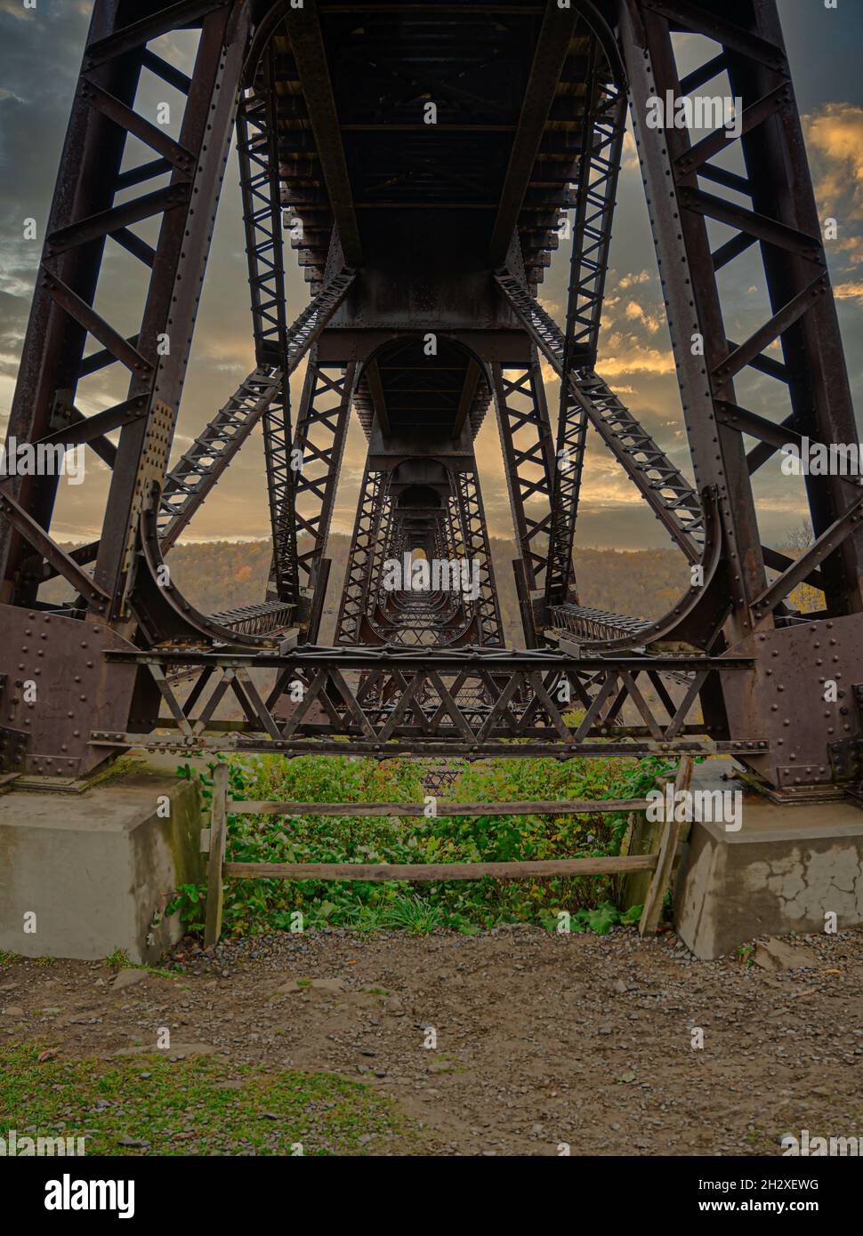 A bottom view of the Kinzua Bridge State Park in Pennsylvania, US Stock ...