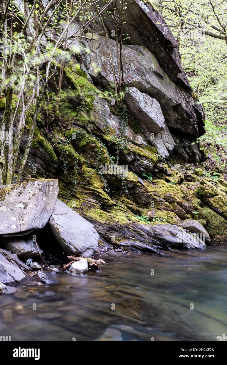 mountain stream with rocks and silky flow Stock Photo - Alamy