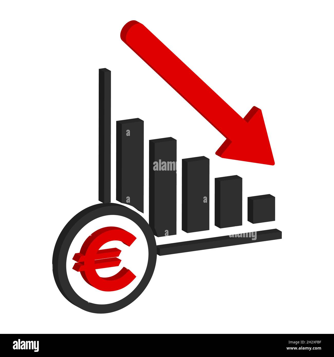 Loss, fall arrow economic symbol, income flat modern icon, isolated on ...