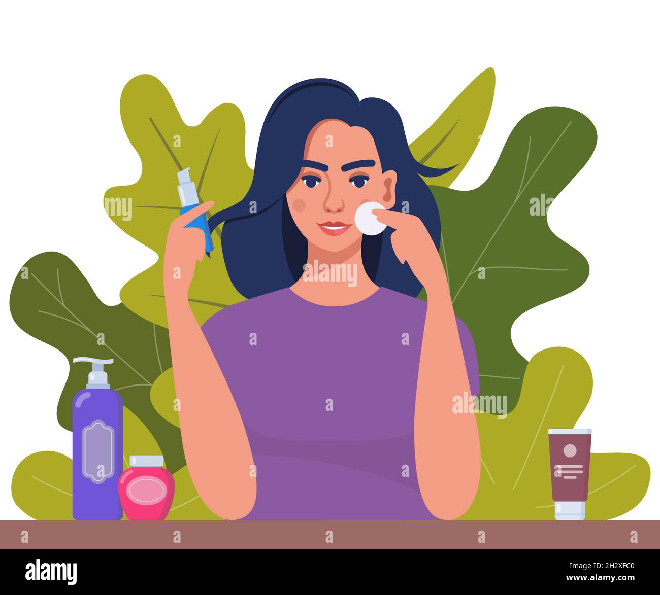 Face skincare woman pad Stock Vector Images - Alamy