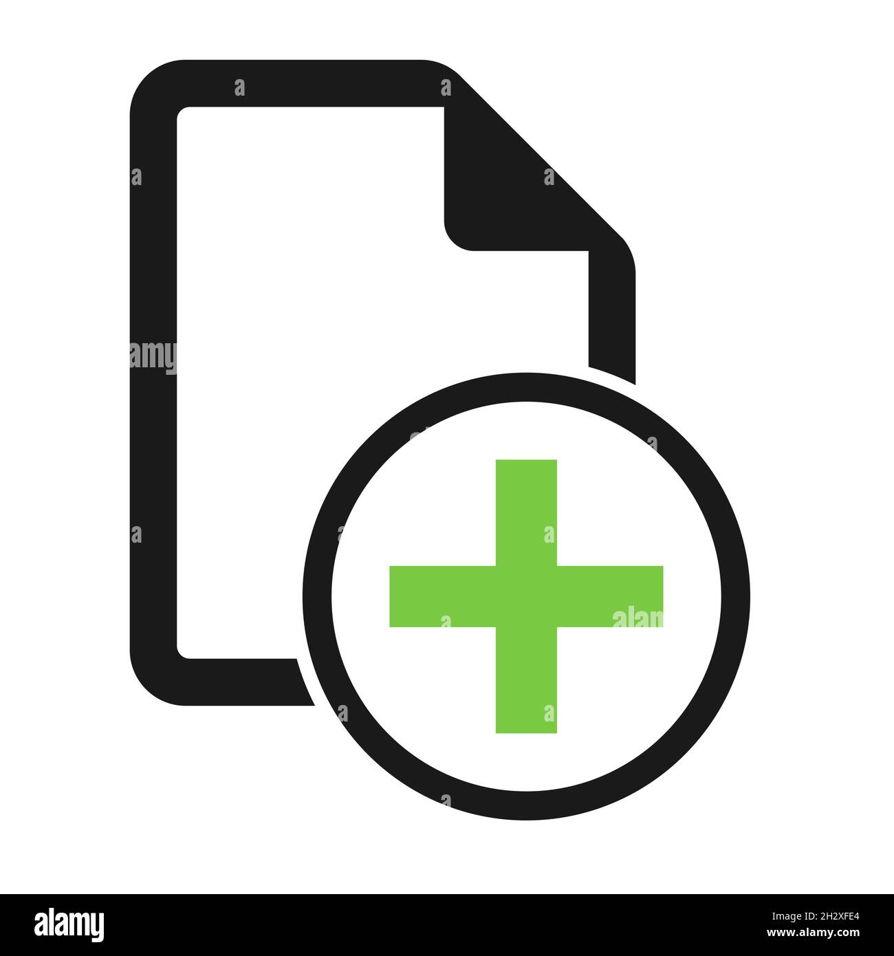 New Document Icon Black Rounded Document Sheet With Plus Sign. Flat