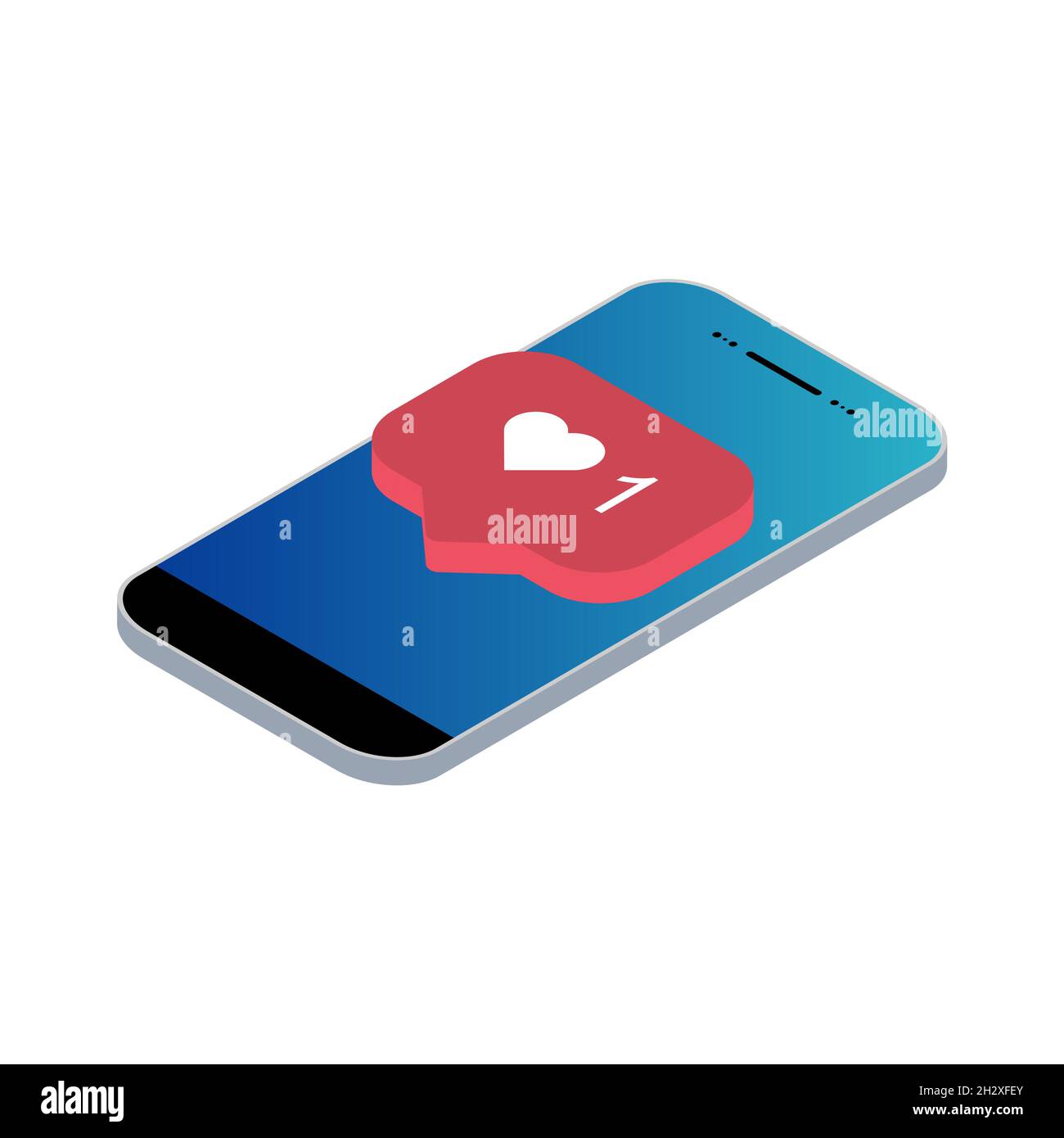 Follower isometric phone notification symbol for application instagram ...