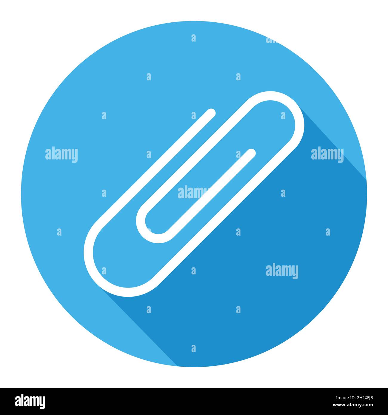 White paper clip in blue circle isolated on white background. School ...