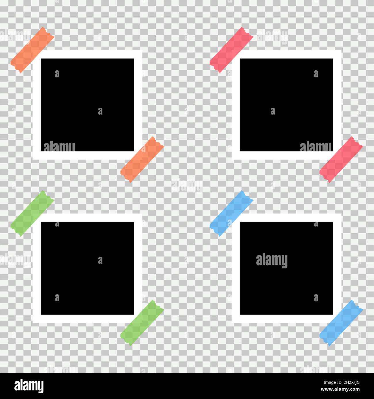 Set of old photo empty frame isolated on transparent background ...