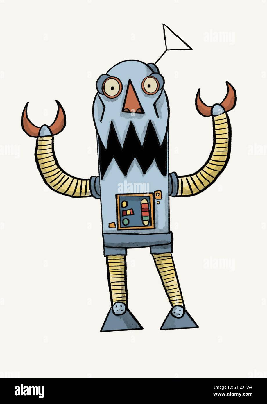 hand drawn robot character illustration Stock Photo - Alamy