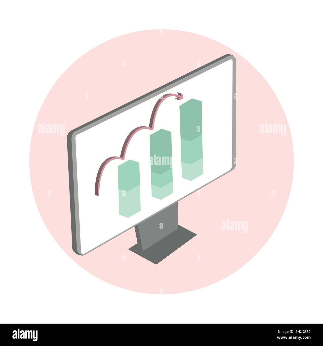 Cover for Highlights in Social Media. Graph increase on TV. Business ...