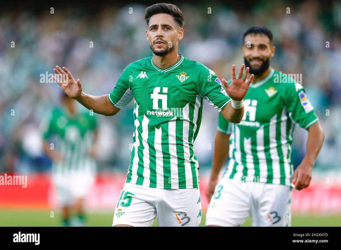 Alex Moreno of Real Betis celebrates his goal with his teammates (Photo ...