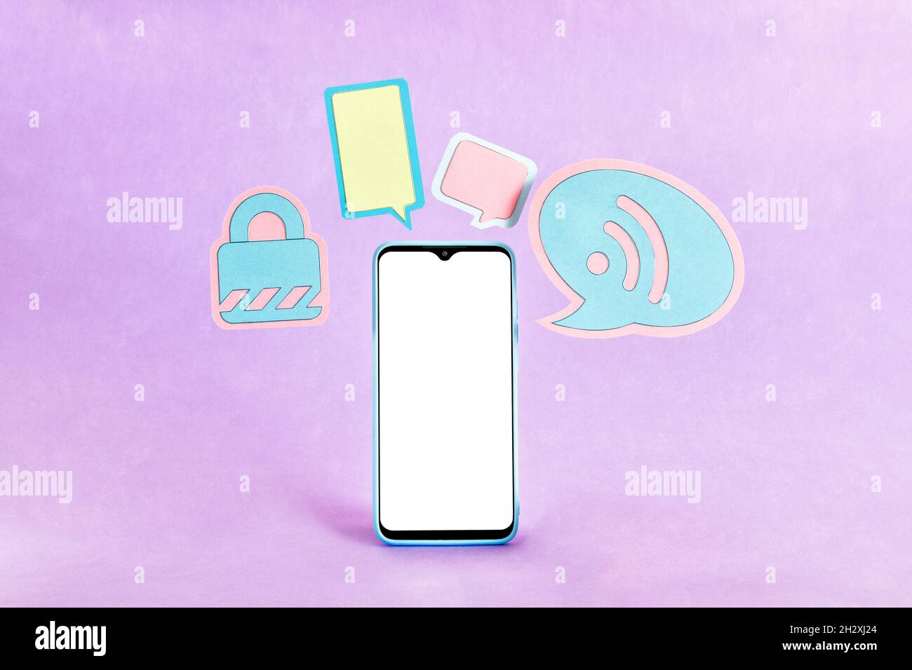 A blank phone screen with communications icons - communication security ...