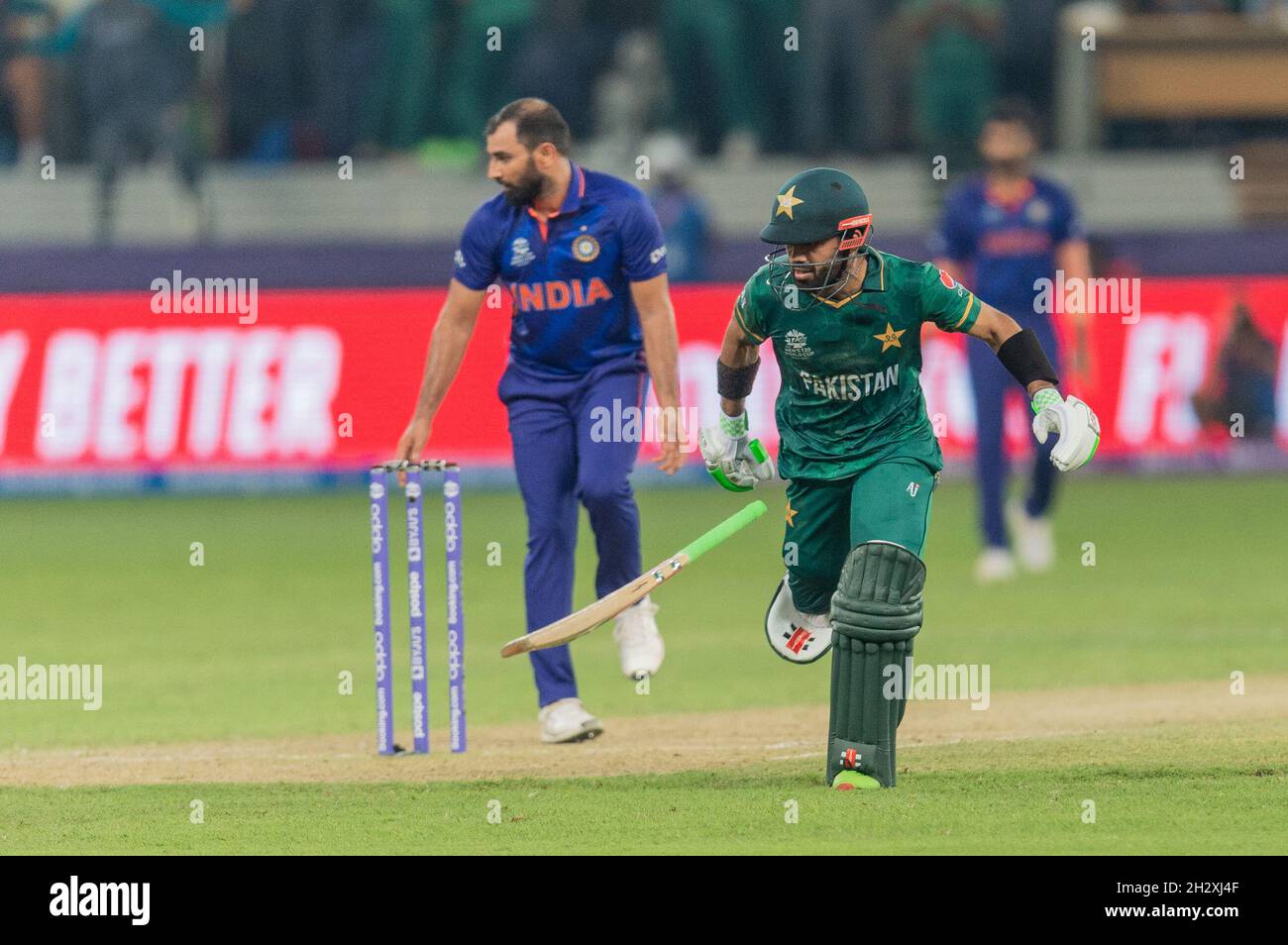 Mohammad Rizwan of Pakistan drops his bat as he secures victory during ...
