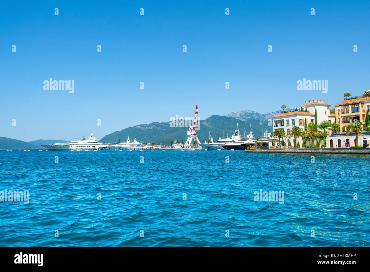 Tivat, Montenegro - July 16, 2021: Picturesque waterfront in Tivat on ...