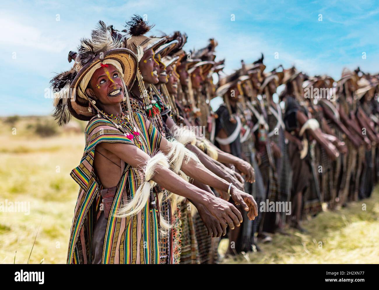 Wodaabe men dancing during Gerewol Festival in Niger Stock Photo - Alamy