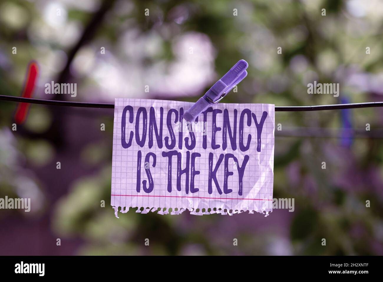 Sign displaying Consistency Is The Key. Business overview by Breaking ...