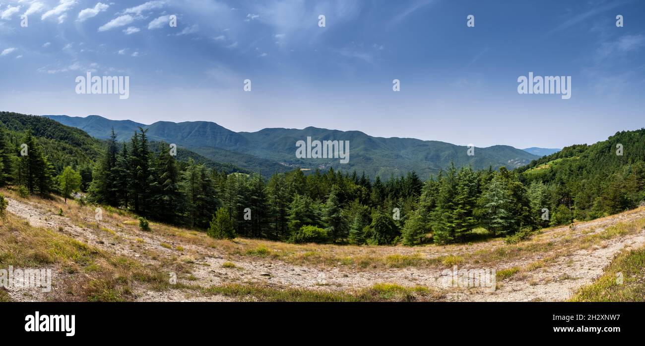 Mountain landscape with human elements Stock Photo - Alamy