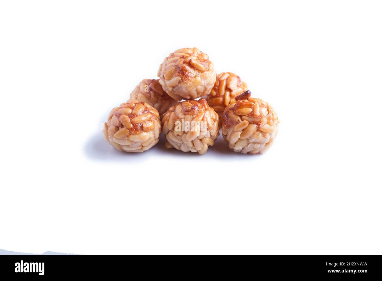 Panellets, traditional Catalan dessert made of almonds, potatoes, sugar ...