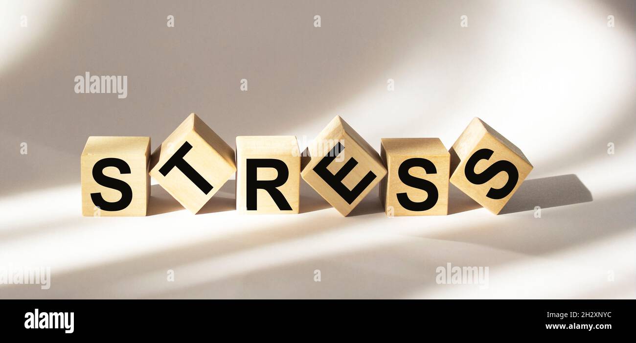 Stress - word from wooden blocks with letters, great worry caused by a ...