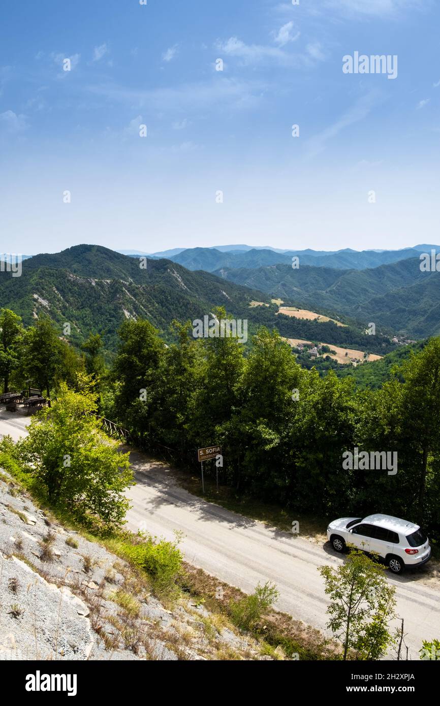 Mountain landscape with human elements Stock Photo - Alamy