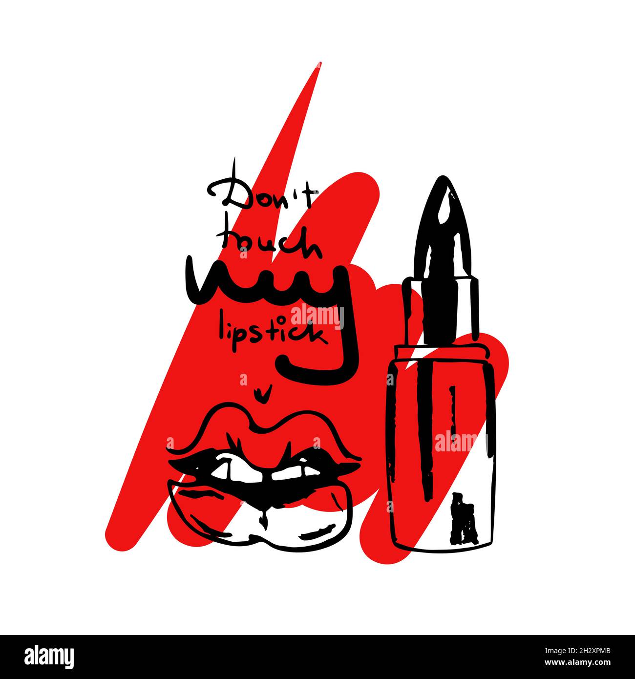 Fashionable black lipstick on an abstract shape of smeared lipstick ...