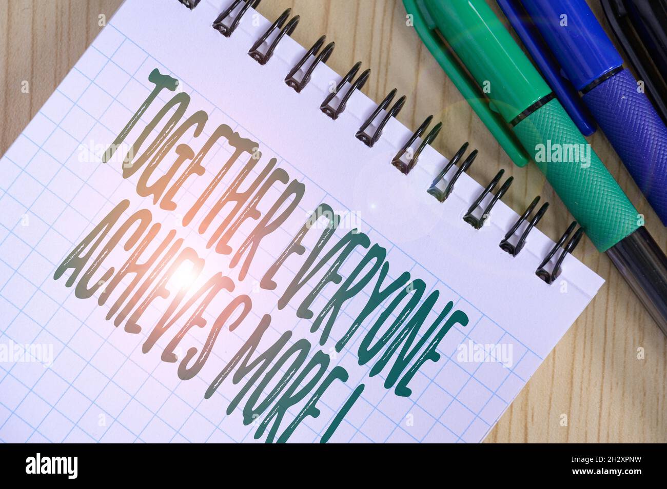 Writing displaying text Together Everyone Achieves More. Business idea ...
