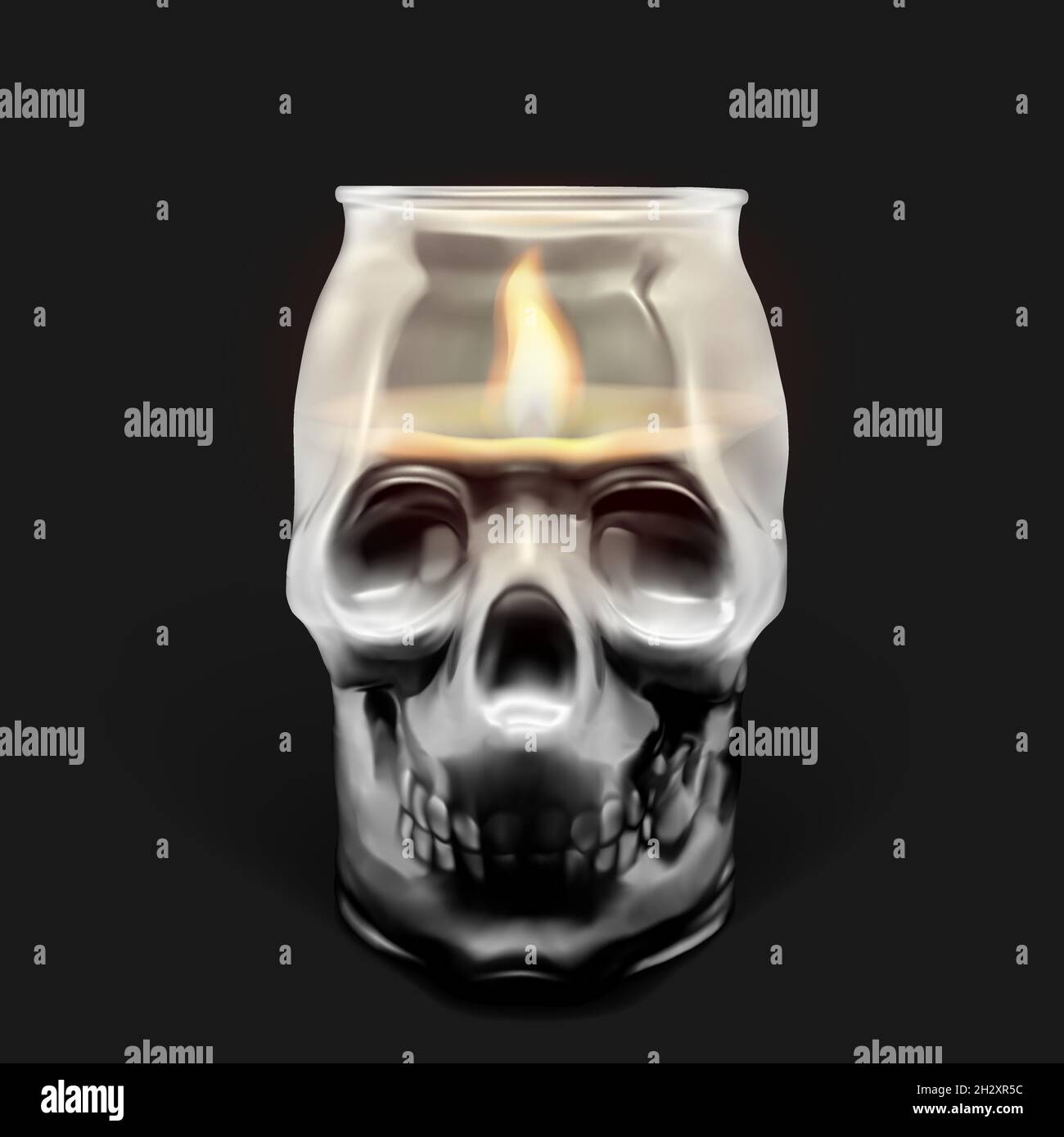 Glass transparent skull with a candle inside Stock Vector Image & Art ...